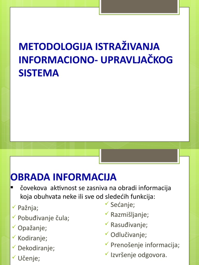 6 Metodologija Istrazivanja Inf-Upravljackog Sis | PDF