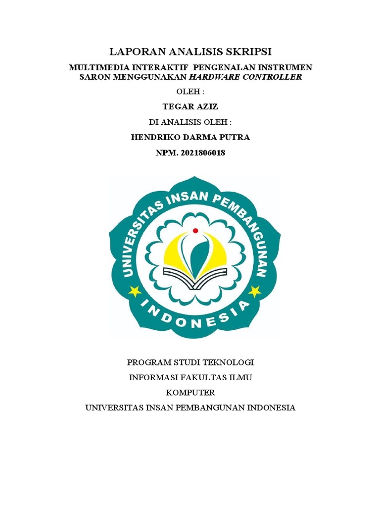 Laporan Analisis Skripsi Multimedia Interaktif | PDF | Seni | Teknologi & Rekayasa