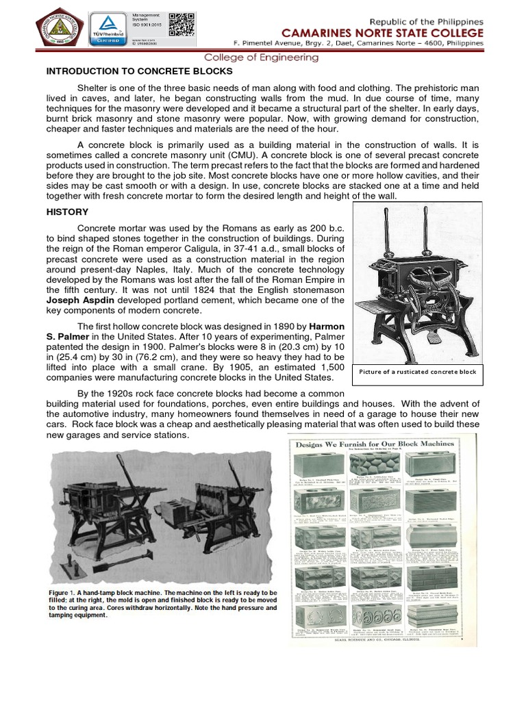 Concrete Hollow Blocks | PDF | Concrete | Masonry