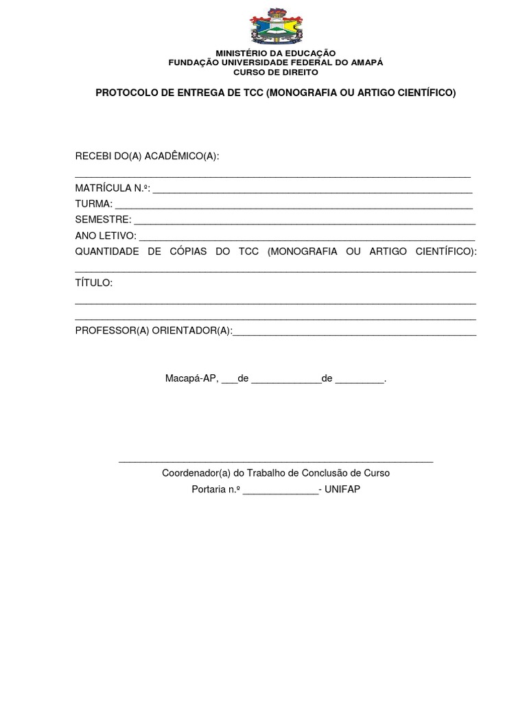 Protocolo de Entrega de TCC | PDF