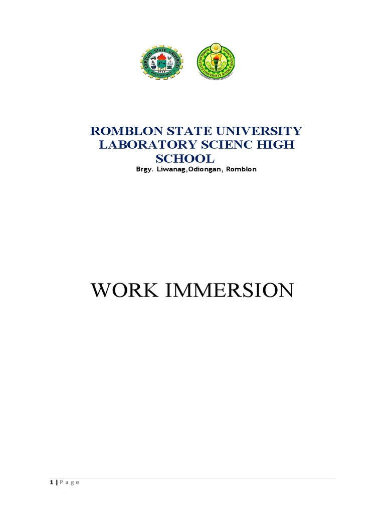 Work Immersion Manual | PDF | Learning | Occupational Safety And Health