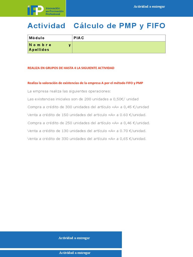 PIAC Tarea Evaluable PMP y FIFO 2 | PDF