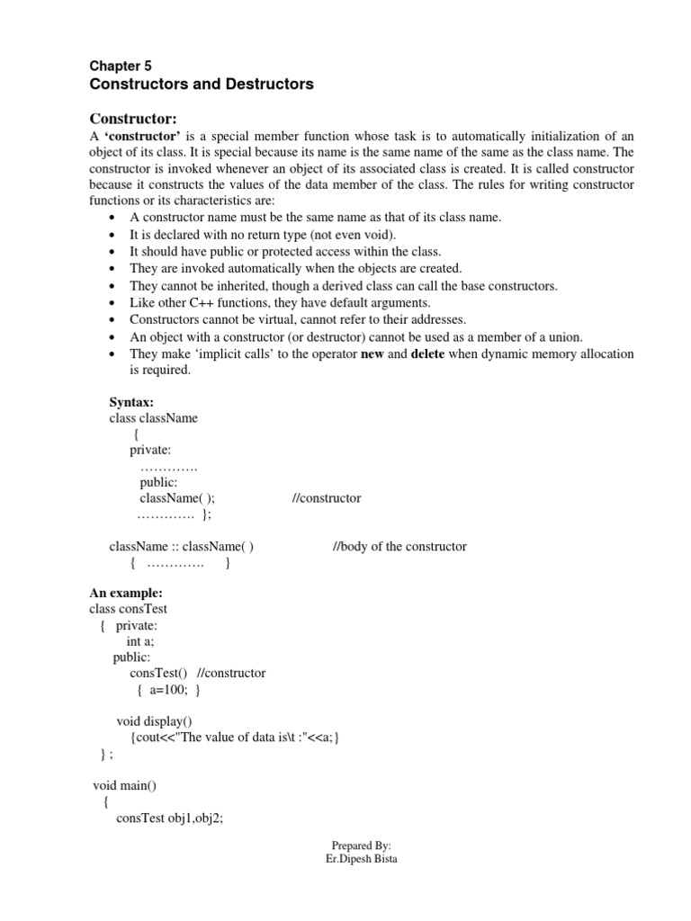 Chapter5 Pdf Download Free Pdf Programming Constructor Object Oriented Programming