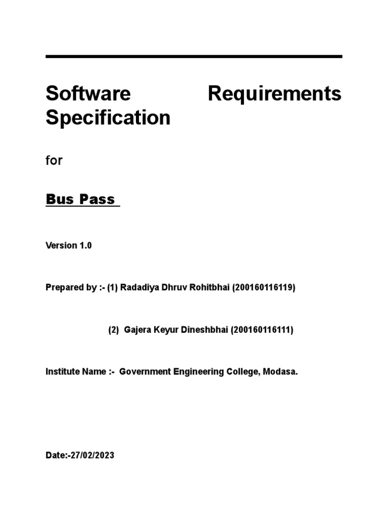 Software Requirements Specification: Bus Pass | PDF | World Wide Web | Internet & Web