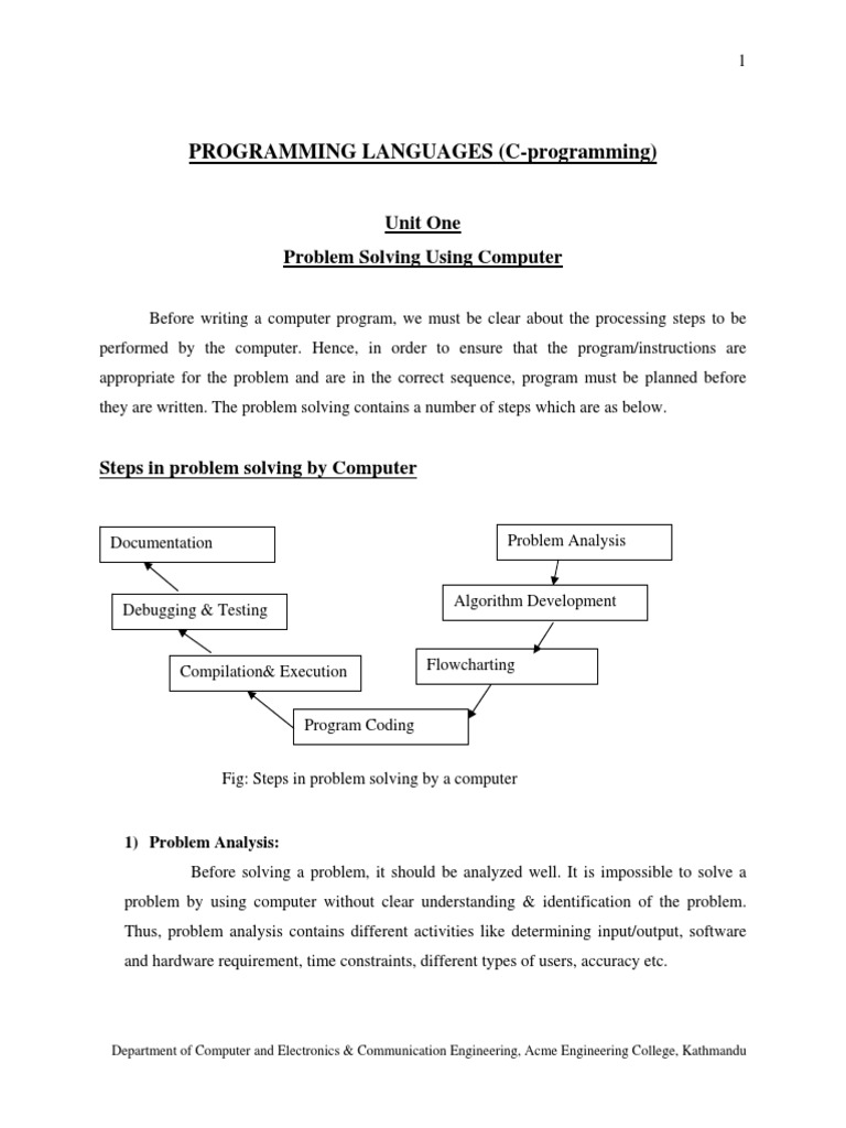 Computer Programming C Lecture Notes Acme Pdf Pdf Integer Computer Science Programming