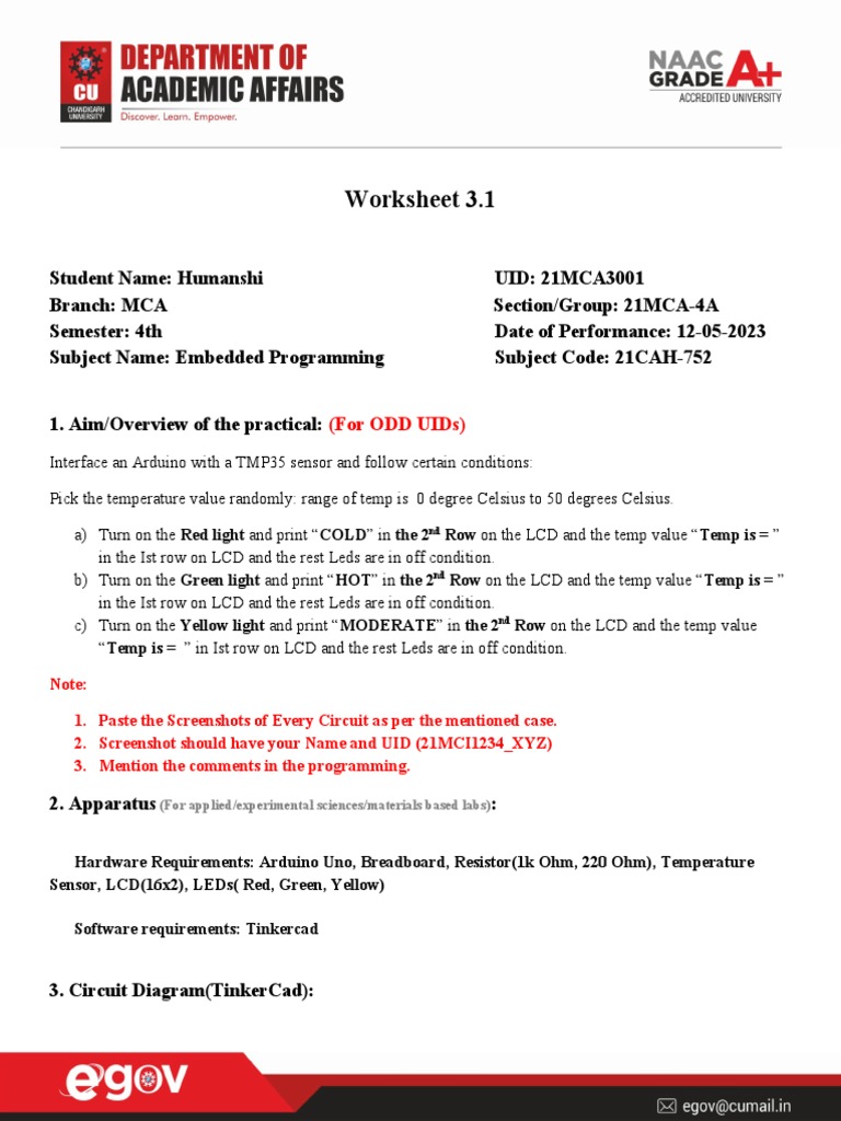 Worksheet 31 Embedded Programming Pdf Cursor User Interface Arduino