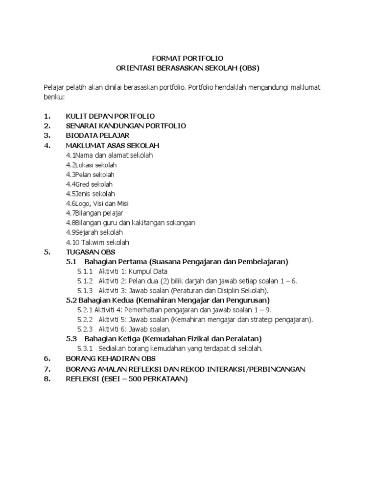 Format Portfolio Pdf Karier Perkembangan Pengembangan Diri