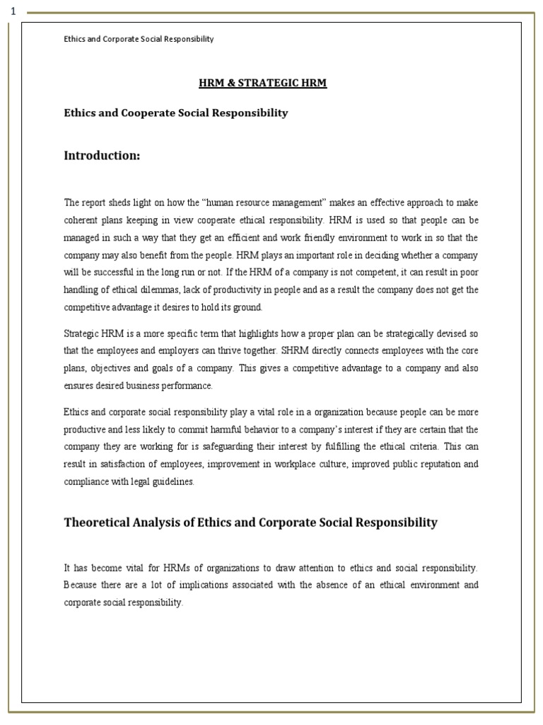 Ethics and Corporate Social Responsibility in HRM | PDF | Corporate Social Responsibility ...