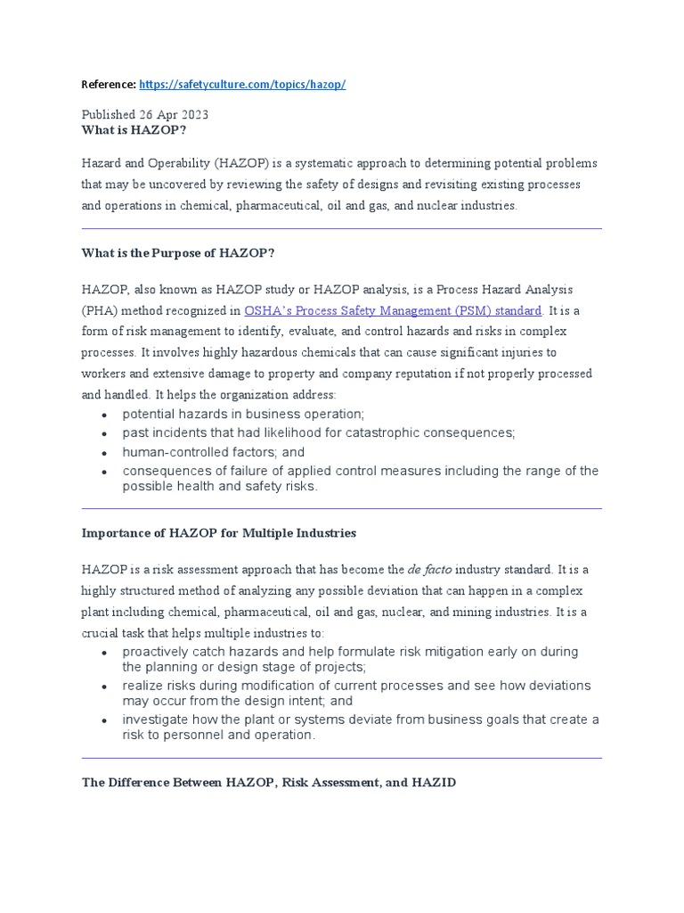 HAZOP | PDF | Risk | Risk Assessment