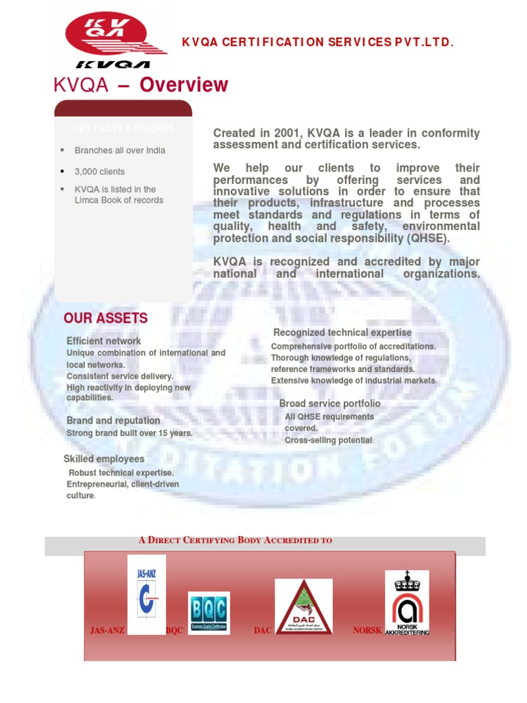 Profile of Kvqa Certification Services PVT | PDF