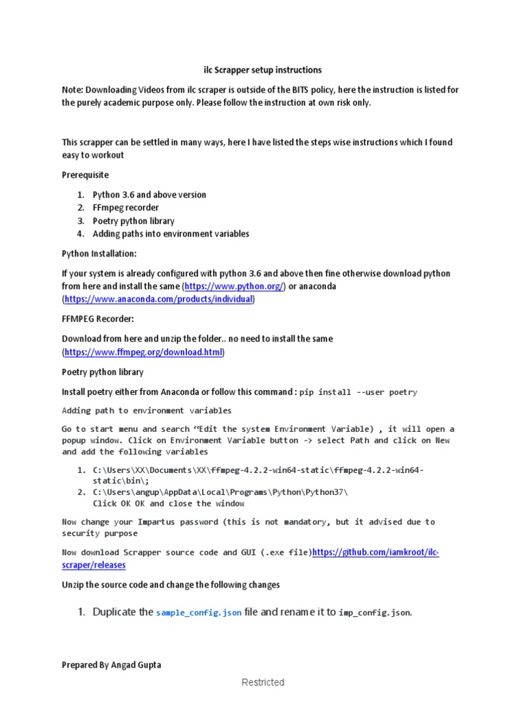 Ilc Scrapper Setup Instructions | PDF | Computer Science | Operating System Families