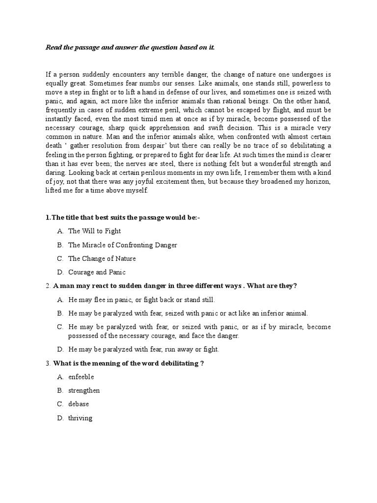 The Miracle of Facing Danger | PDF | Panic | Courage