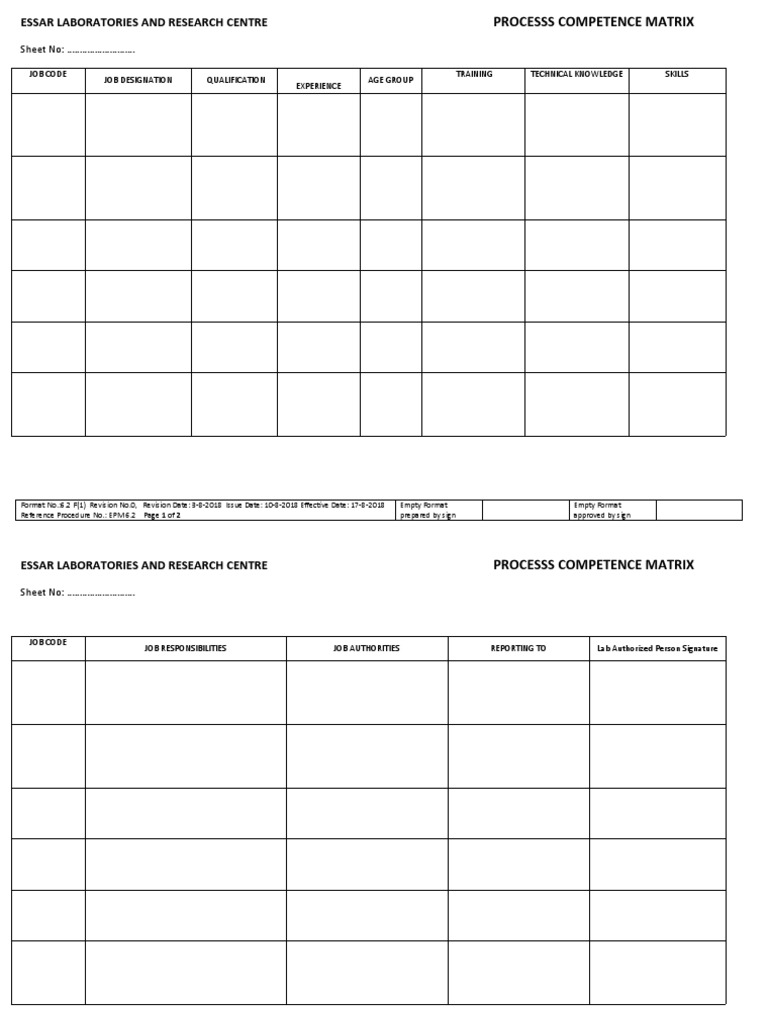 6.2 F1 Process Competence Matrix | PDF
