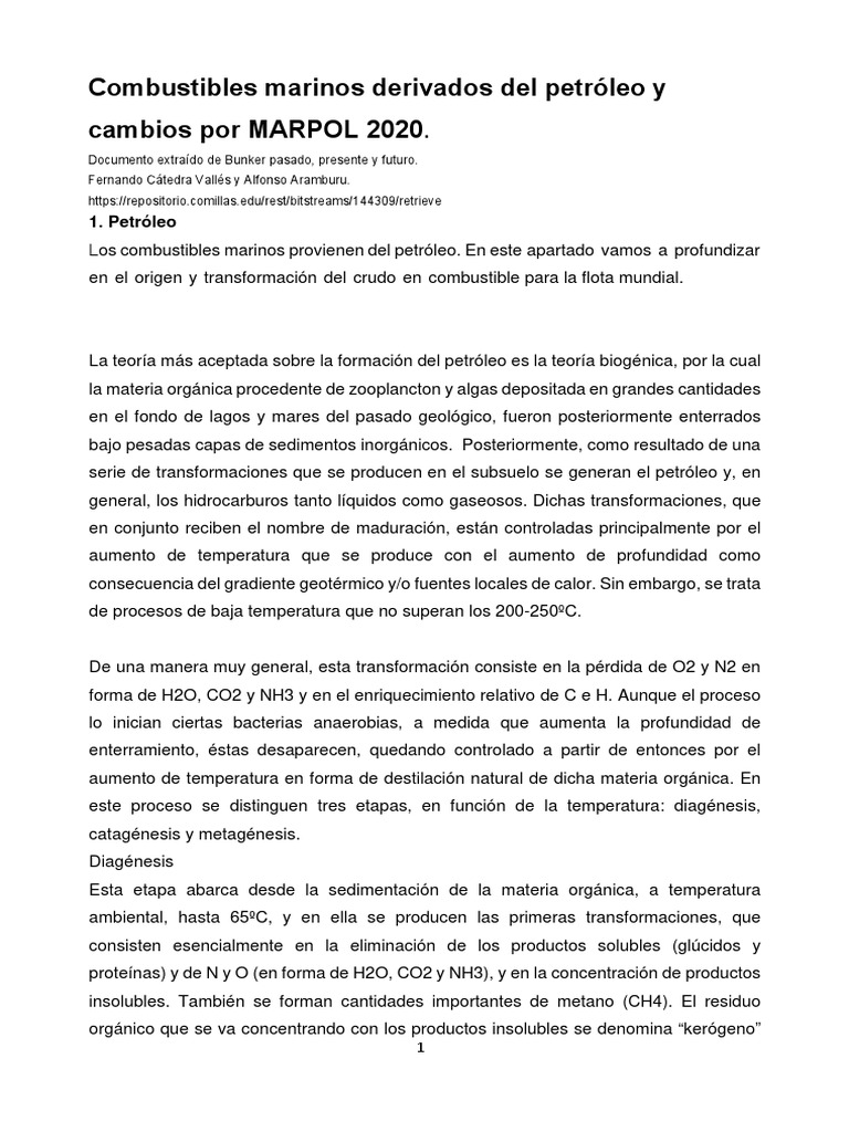 Apéndice Combustibles marinos derivados del petróleo y cambios por MARPOL 2020.pdf | PDF ...
