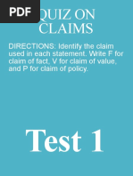 Types of Claim - Activity Sheet | PDF | Educational Technology | Learning