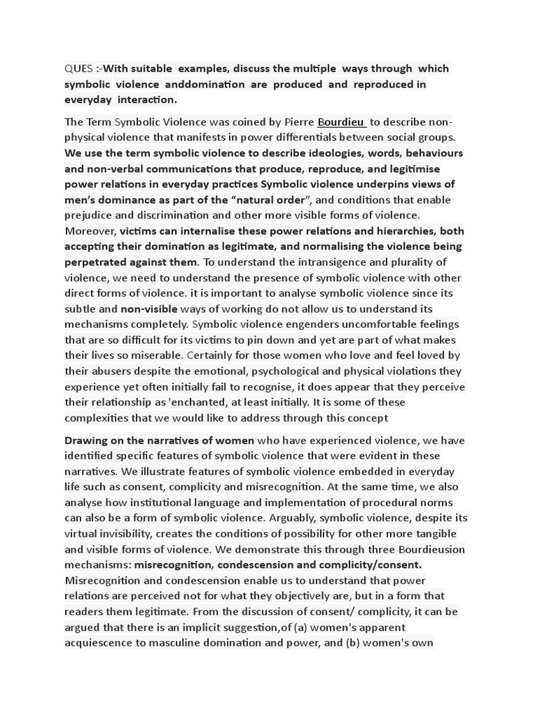 Symbolic Violence | PDF | Violence | Power (Social And Political)