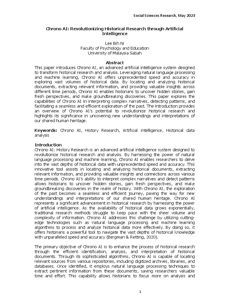 Chrono AI: Revolutionizing Historical Research Through Artificial ...