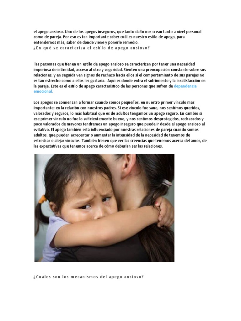 Apego Ansioso | PDF | Teoría de apego | Amor