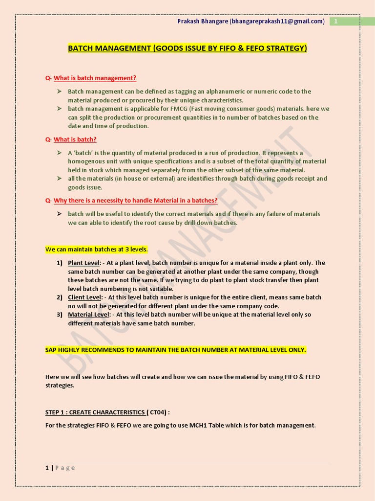 Batch Management | PDF