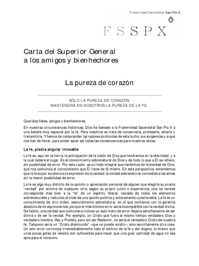 Carta Del Superior General Es 1 PDF | PDF | Fe | Verdad