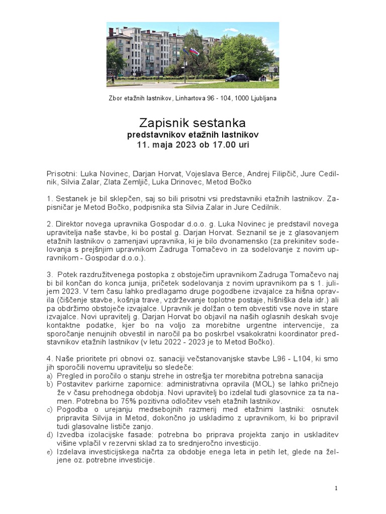 Sestanek El 11 5 2023 Zapisnik | PDF