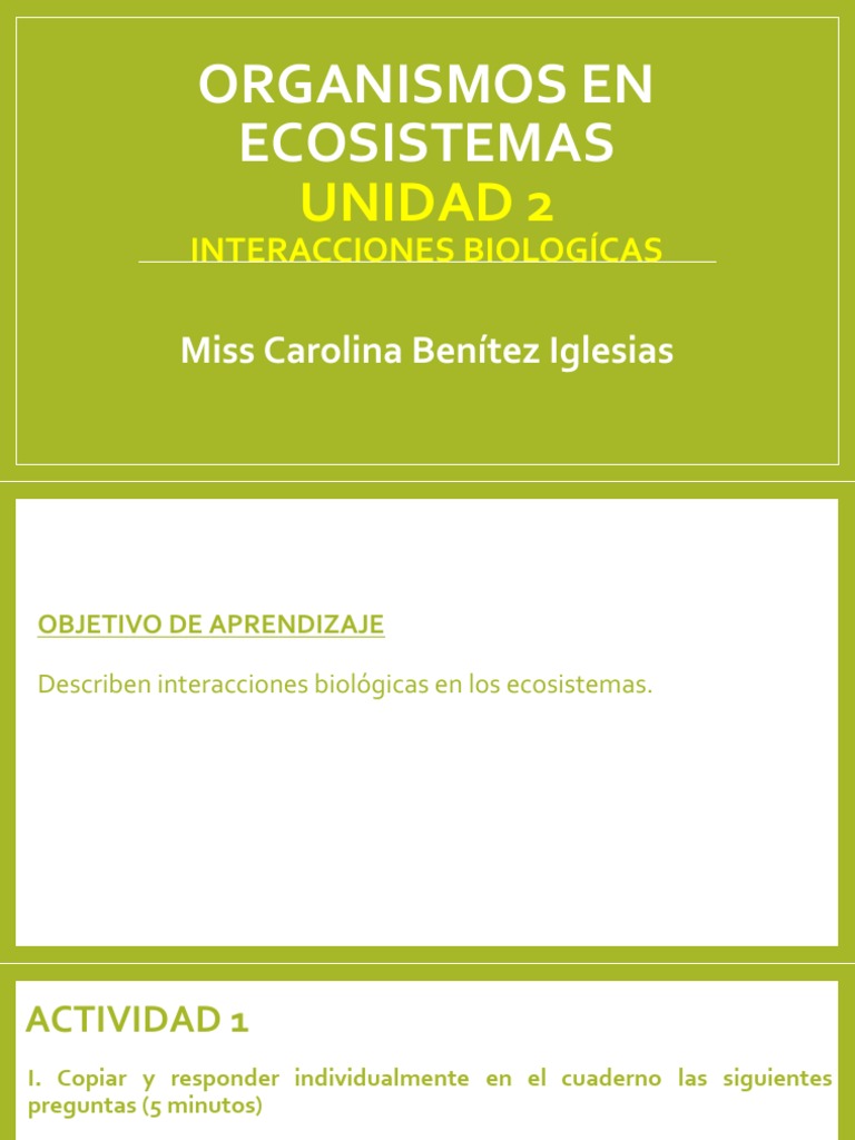 PPT Interacciones Biológicas 2021 | PDF | Depredación | Parasitismo