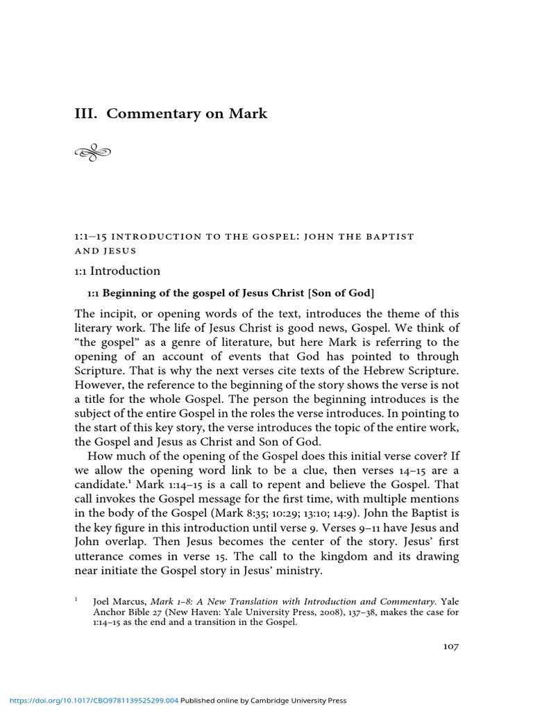 Commentary On Mark | Download Free PDF | Gospel Of Mark | Jesus