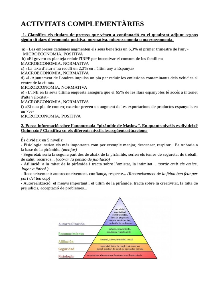 Activitats Complementaries Ecoe | PDF