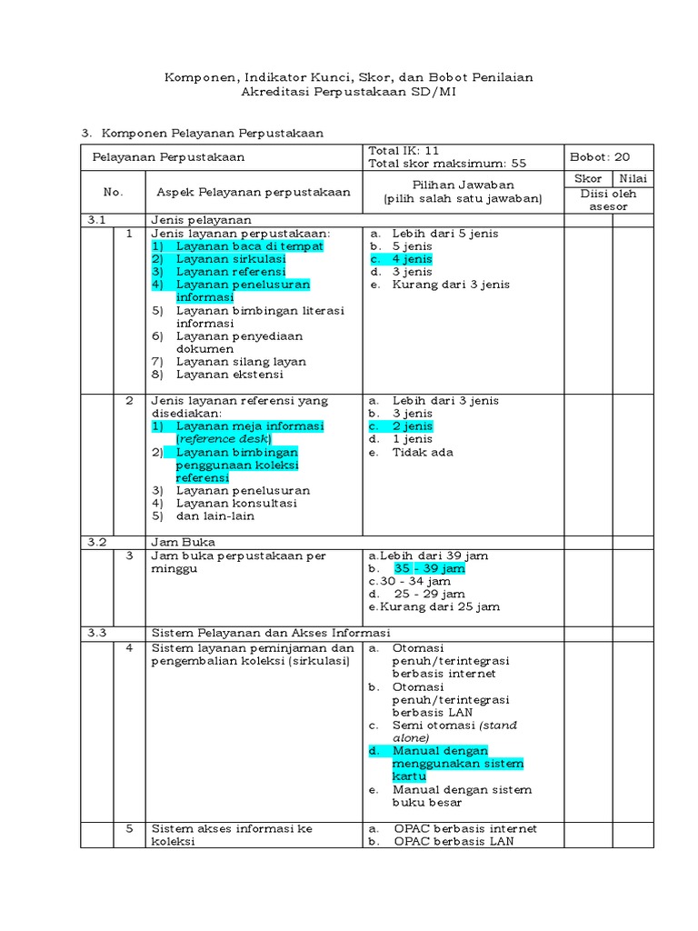 Instrumen Akreditasi Komponen Pelayanan | PDF