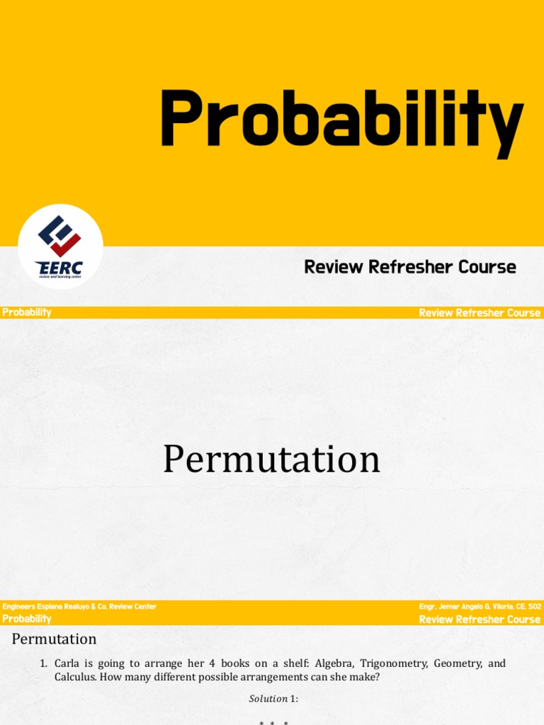 PDF Probability (Refresher) PDF | Download Free PDF | Variance ...