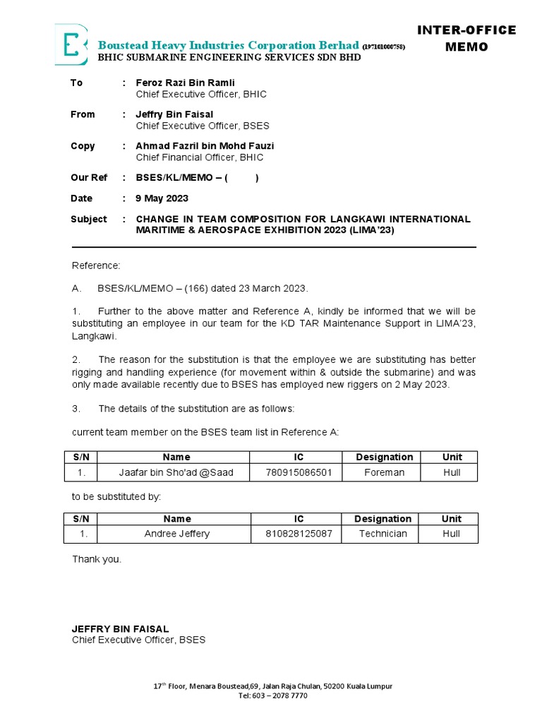 Change team memo | PDF