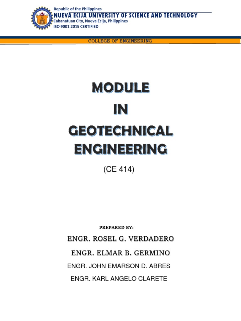 CE 414 Module PDF | PDF | Rock (Geology) | Geotechnical Engineering