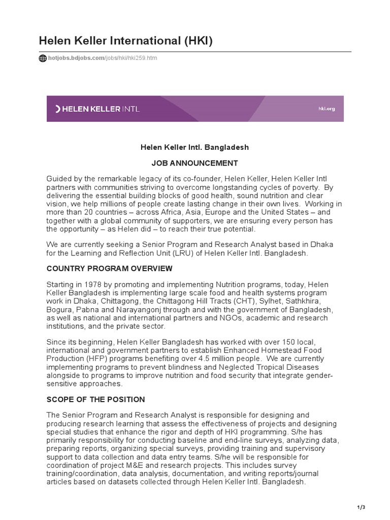 Helen Keller International HKI | PDF | Data | Methodology