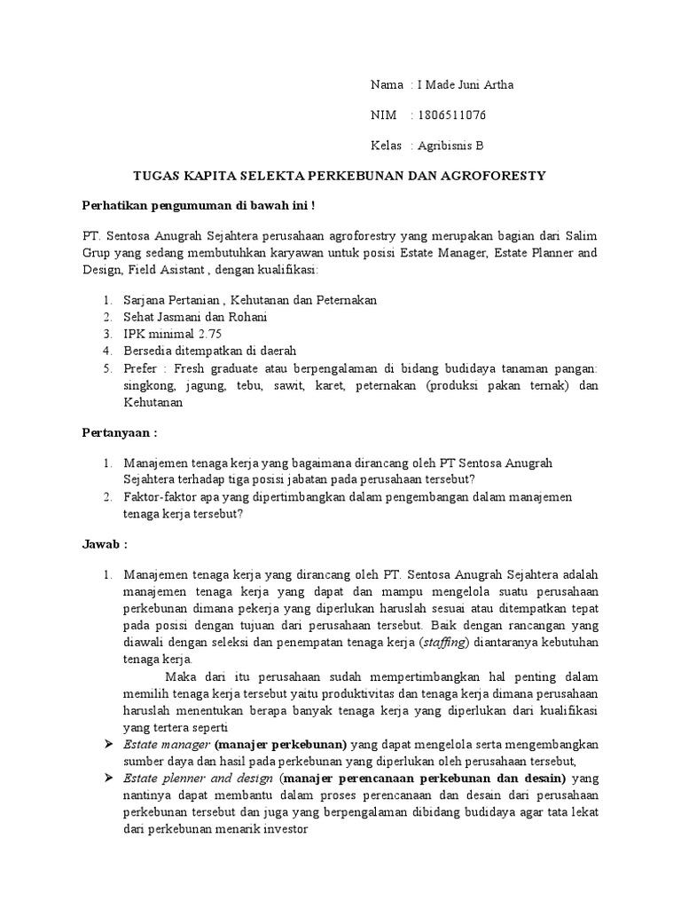 I Made Juni Artha_1806511076_Tugas_KPSA_Agribisnis B | PDF