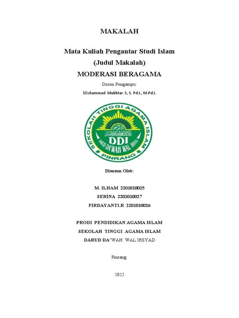 Makalah Pengantar Studi Islam Kelompok 10 (Moderasi Beragama) | PDF Makalah Pengantar Studi Islam Kelompok 10 (Moderasi Beragama) | PDF