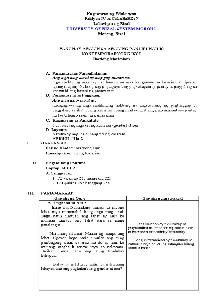 Araling_Panlipunan_10_Detailed_Lesson_Pl | PDF