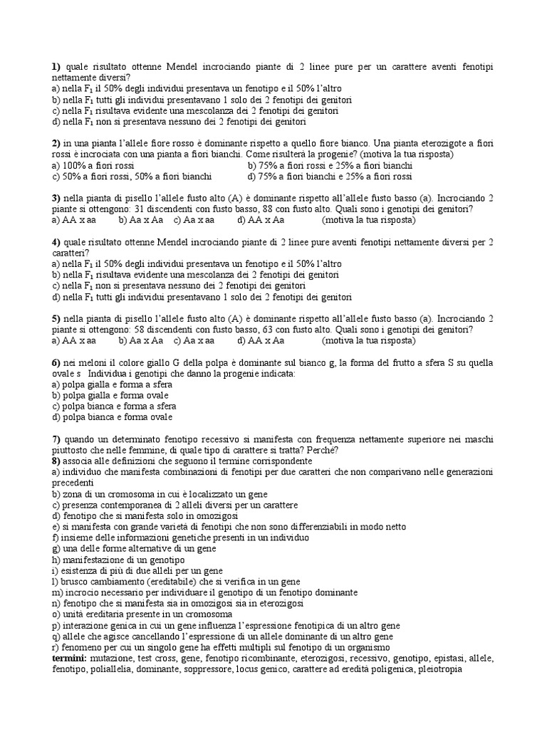 Verifica Genetica Prova | PDF