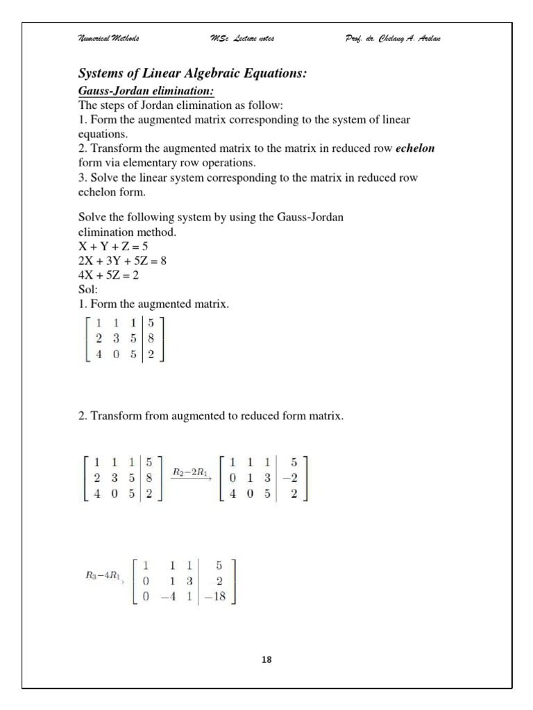 Lecture - 2 Numerical Methods MSC | PDF | System Of Linear Equations | Matrix (Mathematics)