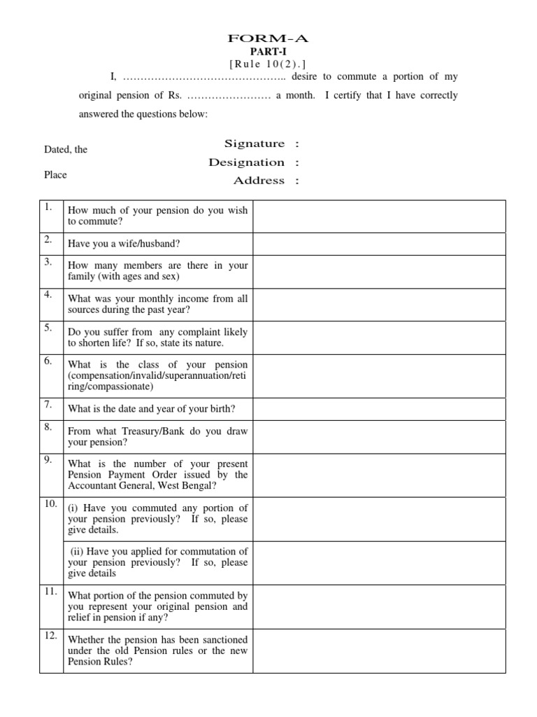 Application For Commutation PDF | PDF | Blood Pressure | Pension