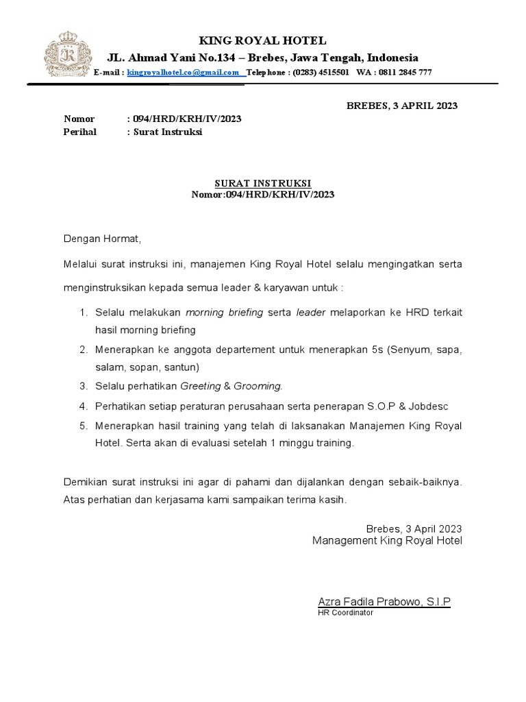 Surat Instruksi | PDF