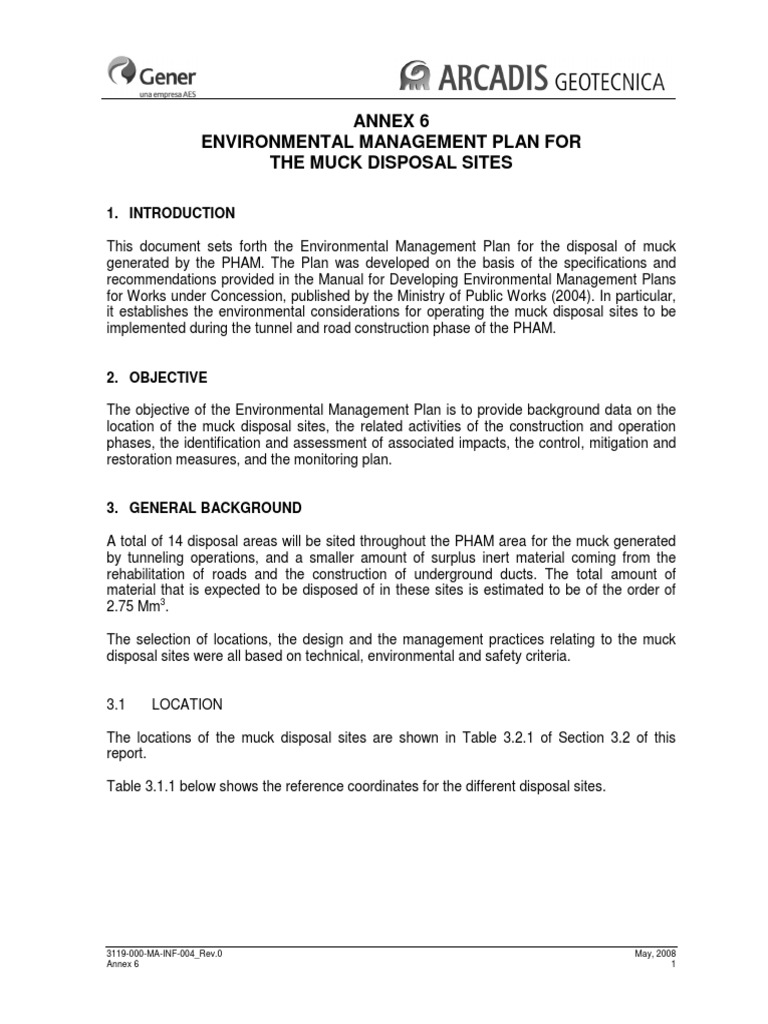 Annex 06 - Disposal Materials Plan | PDF | Road | Surface Runoff