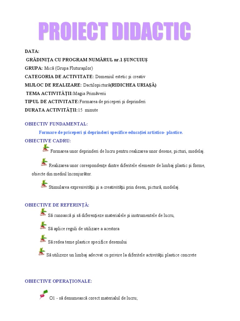 Proiect Dactilopictura | PDF