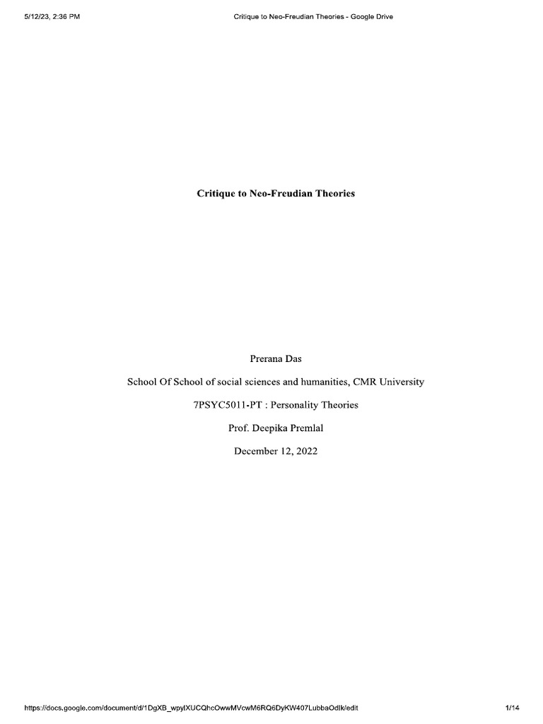 Neo Freudians PDF | PDF