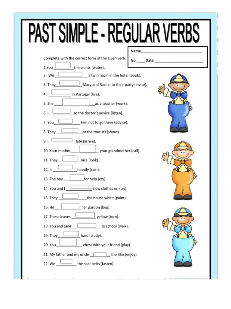 Regular Verbs Past Tense Interactive Worksheet Pdf