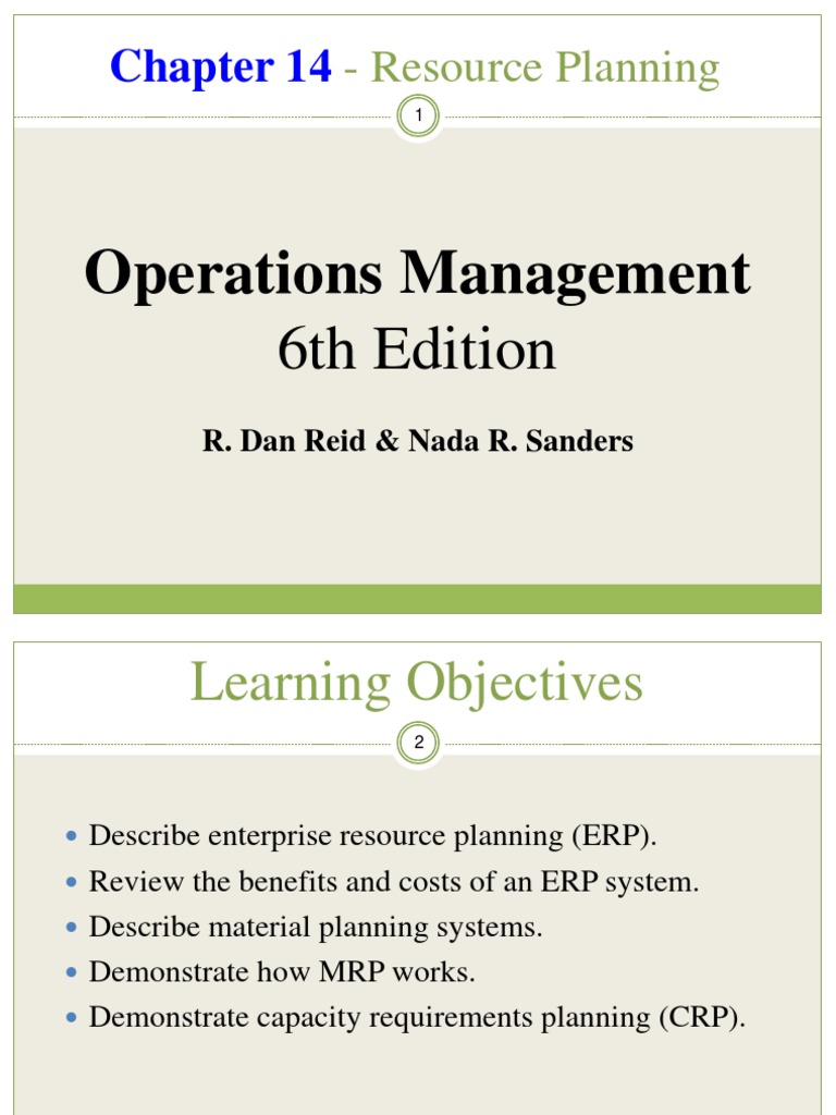 Chapter 14 Resource Planning Operations PDF | PDF | Enterprise Resource ...