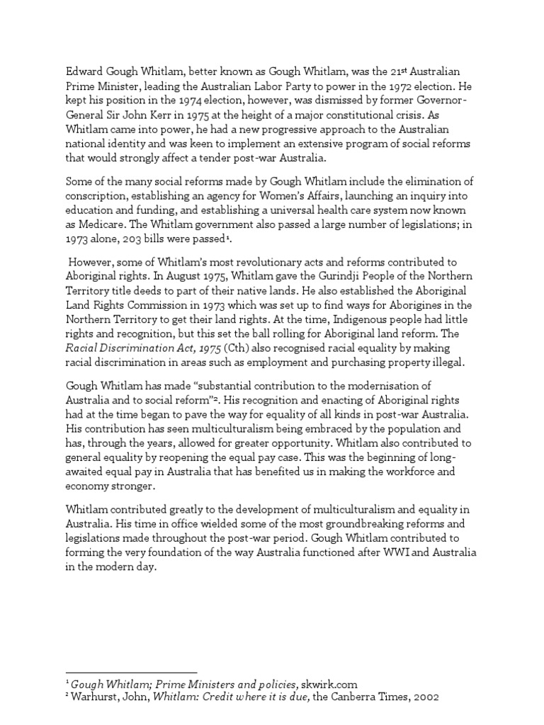Edward Gough Whitlam | PDF | Indigenous Australians | Australia
