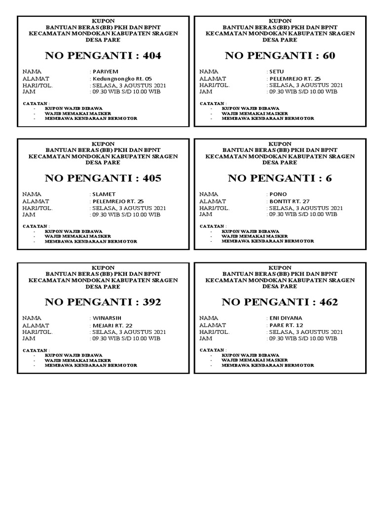 Kupon Beras | PDF | Olahraga & Rekreasi | Griya & Taman