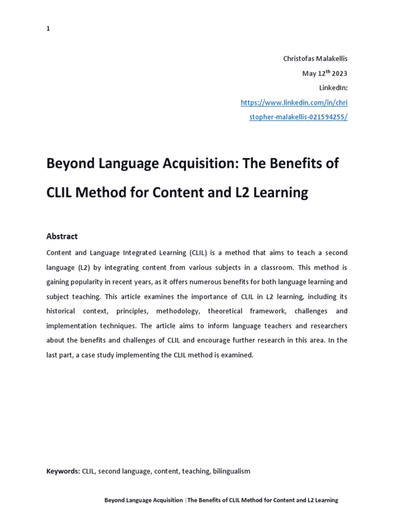 Malakellis C. (2023) - Beyond Language Acquisition. The Benefits of ...