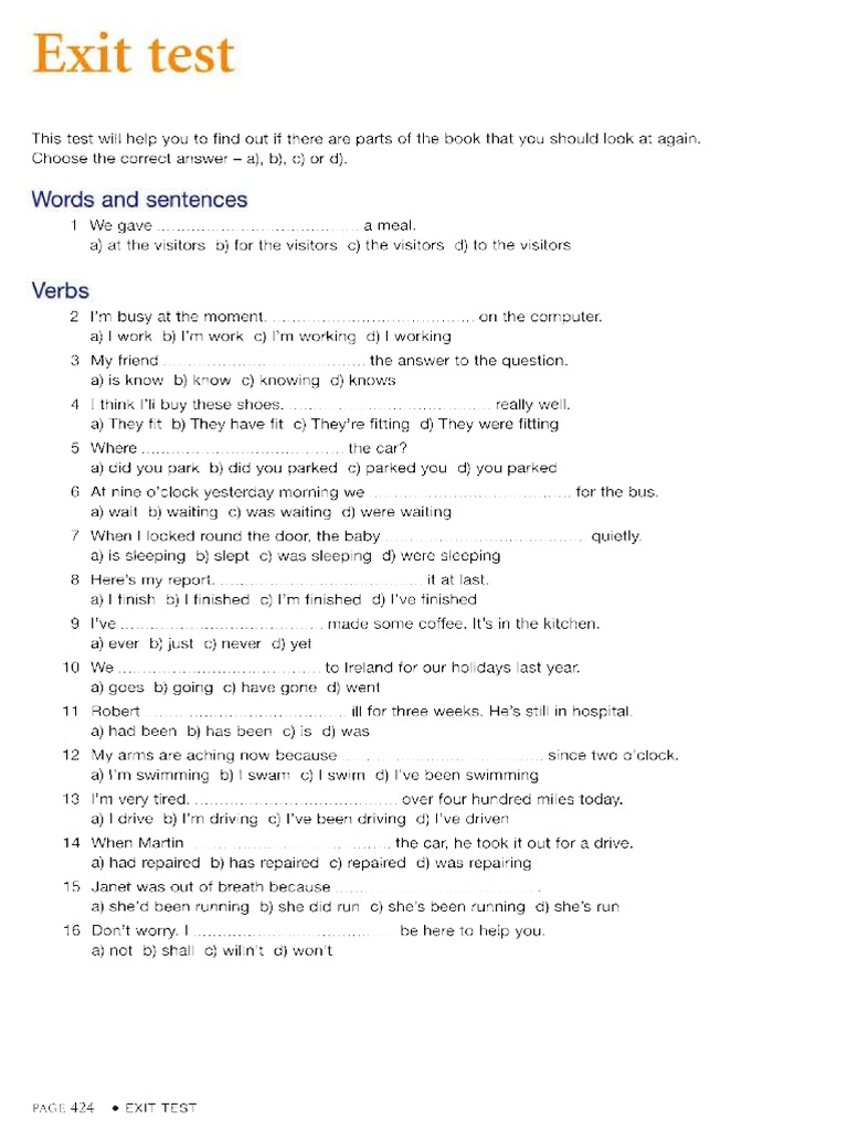 Exit Test Intermediate Oxford | PDF