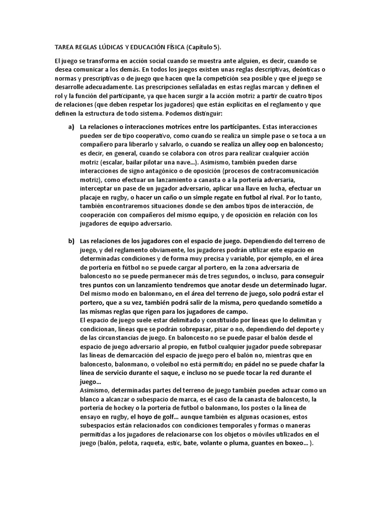 Tarea EM Reglas Lúdicas y Educación Física | PDF | Asociación de Futbol | Pelota